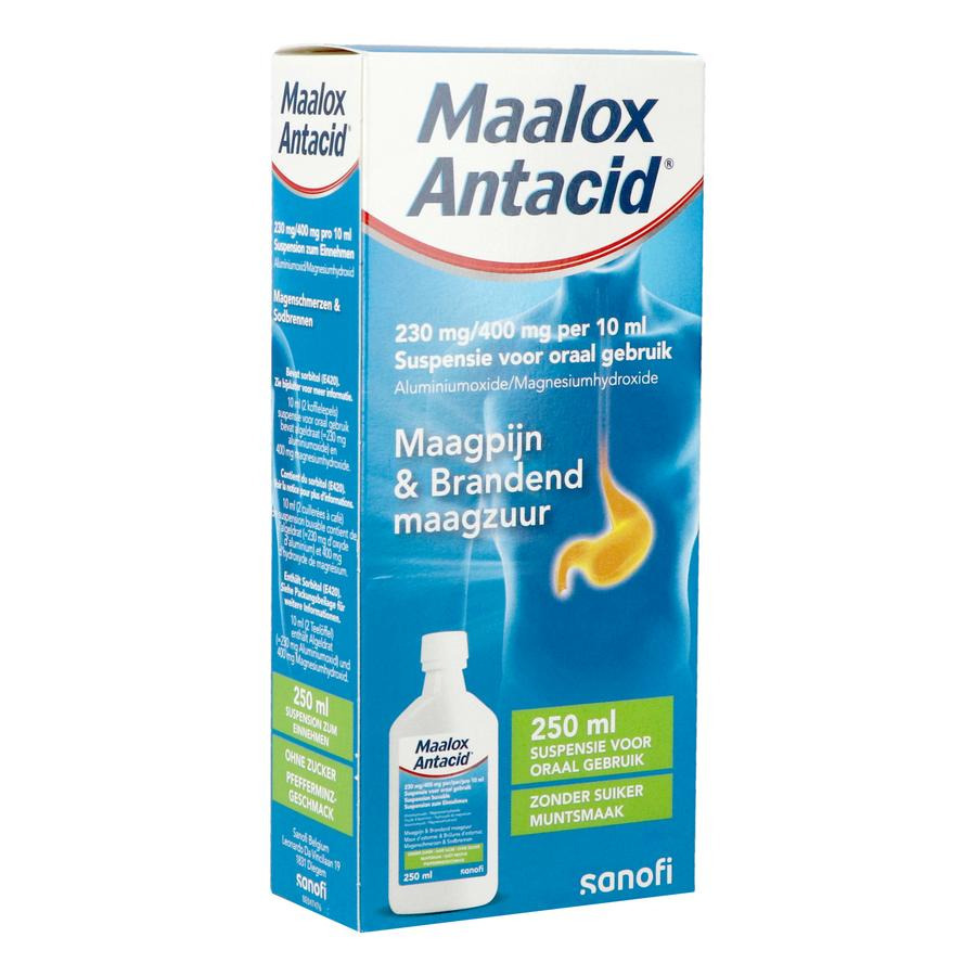 Achetez Maalox antacid 230mg/400mg/10ml susp buvable 250ml en ligne ...