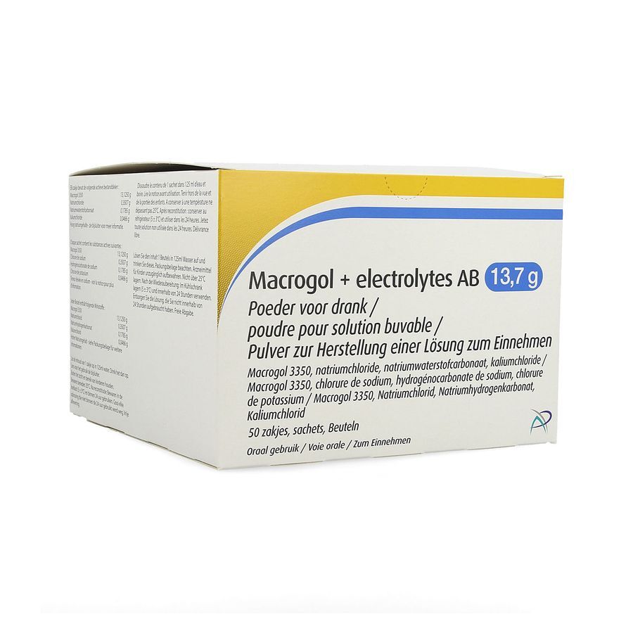 Macrogol+electrolytes ab 13,7g pdr opl zakje 50 kopen? | Multipharma.be