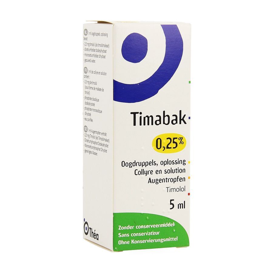 Timabak 0,25% collyre 5ml 2,5mg/ml kopen? | Multipharma.be