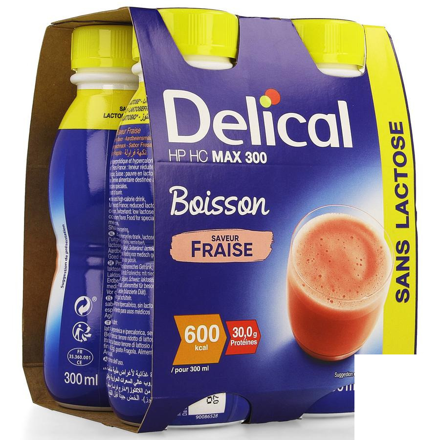 Delical HP HC max 300 aardbei 4x300ml kopen? | Multipharma.be