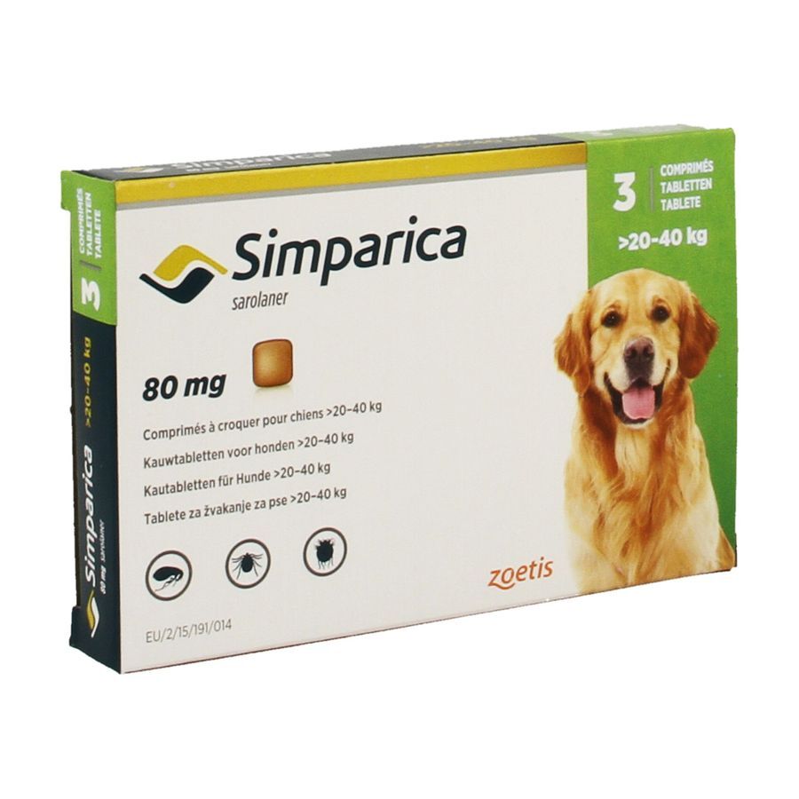 Simparica 80mg hond 20-40kg kauwtabl 3 kopen? | Multipharma.be