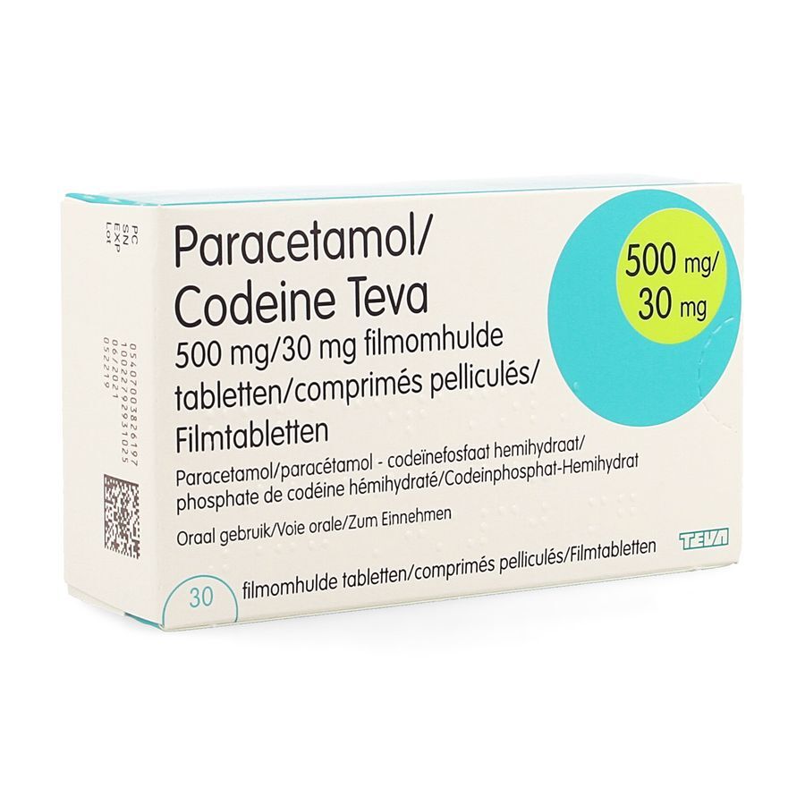 Paracetamol codeine teva 500mg/30mg film.tabl 30 kopen? | Multipharma.be