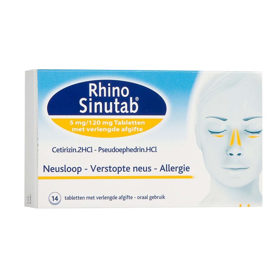 Rhino Sinutab 120mg/5mg verlengde afgifte 14st kopen? | Multipharma.be