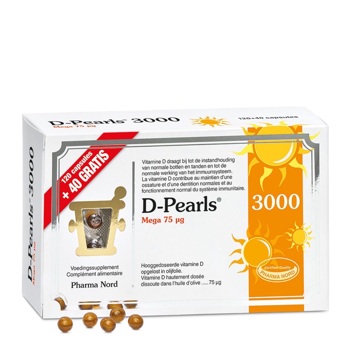 D-Pearls 3000 capsules 120st+40st kopen? | Multipharma.be