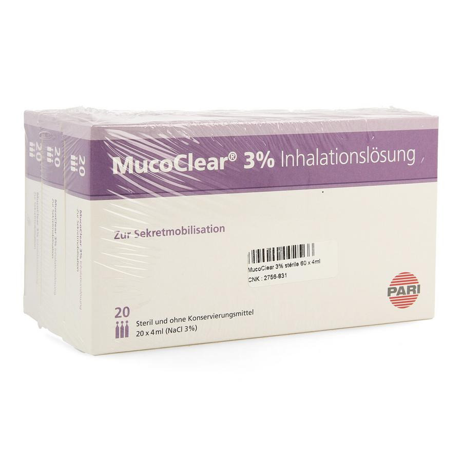Mucoclear 3% nacl amp 60x4ml kopen? | Multipharma.be