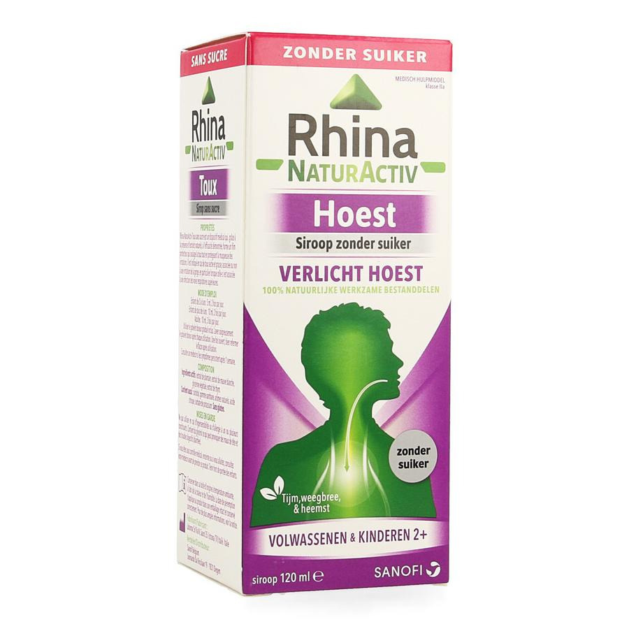 Rhina natur activ hoest zonder suiker siroop 120ml kopen? | Multipharma.be